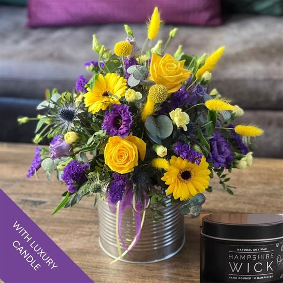 SPRINGTIME TIN WITH CANDLE